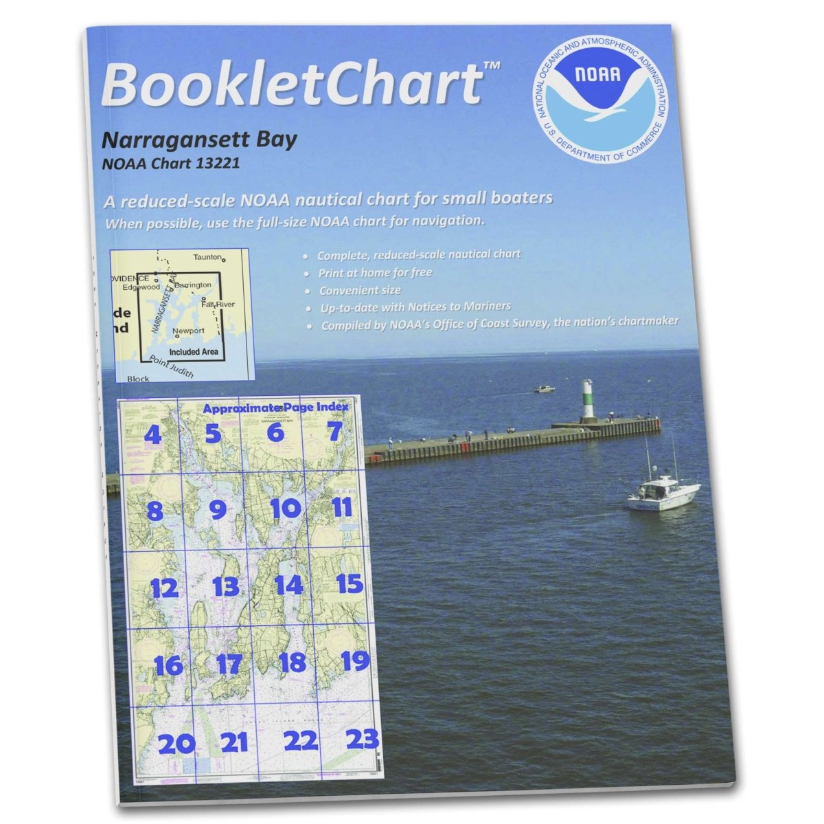 Historical NOAA BookletChart 13221: Narragansett Bay, Handy 8.5" x 11 ...