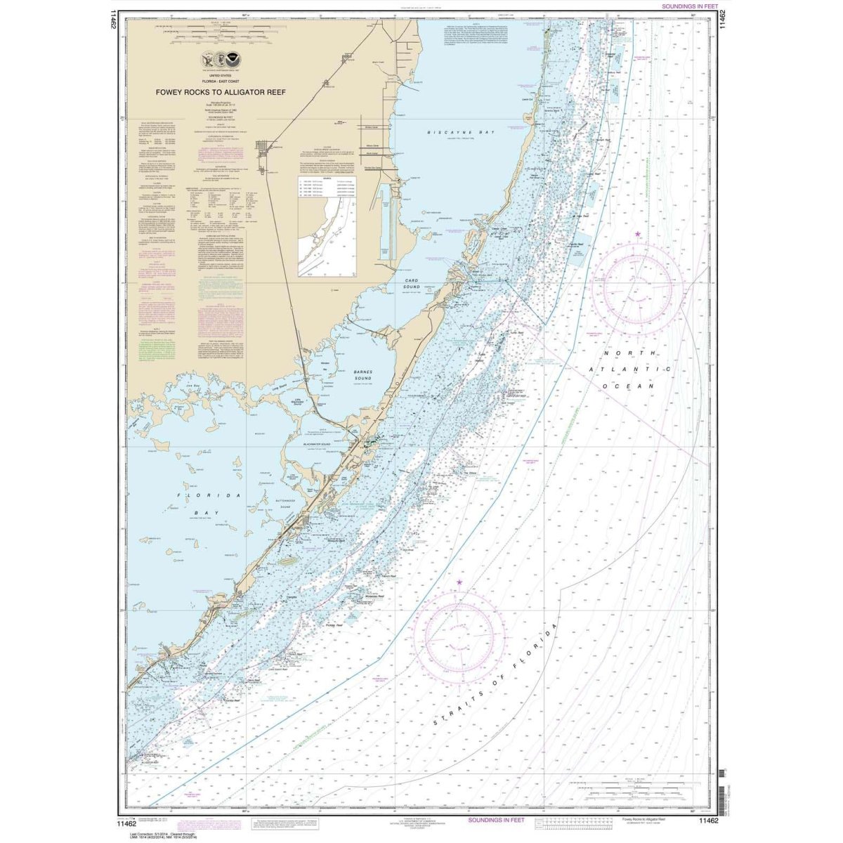 Historical NOAA Chart 11462: Fowey Rocks to Alligator Reef – Life Raft ...