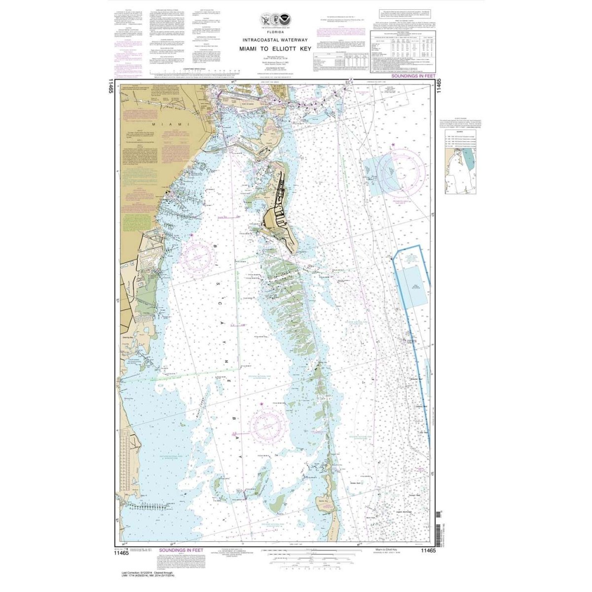 Historical NOAA Chart 11465: Intracoastal Waterway Miami to Elliot Key ...