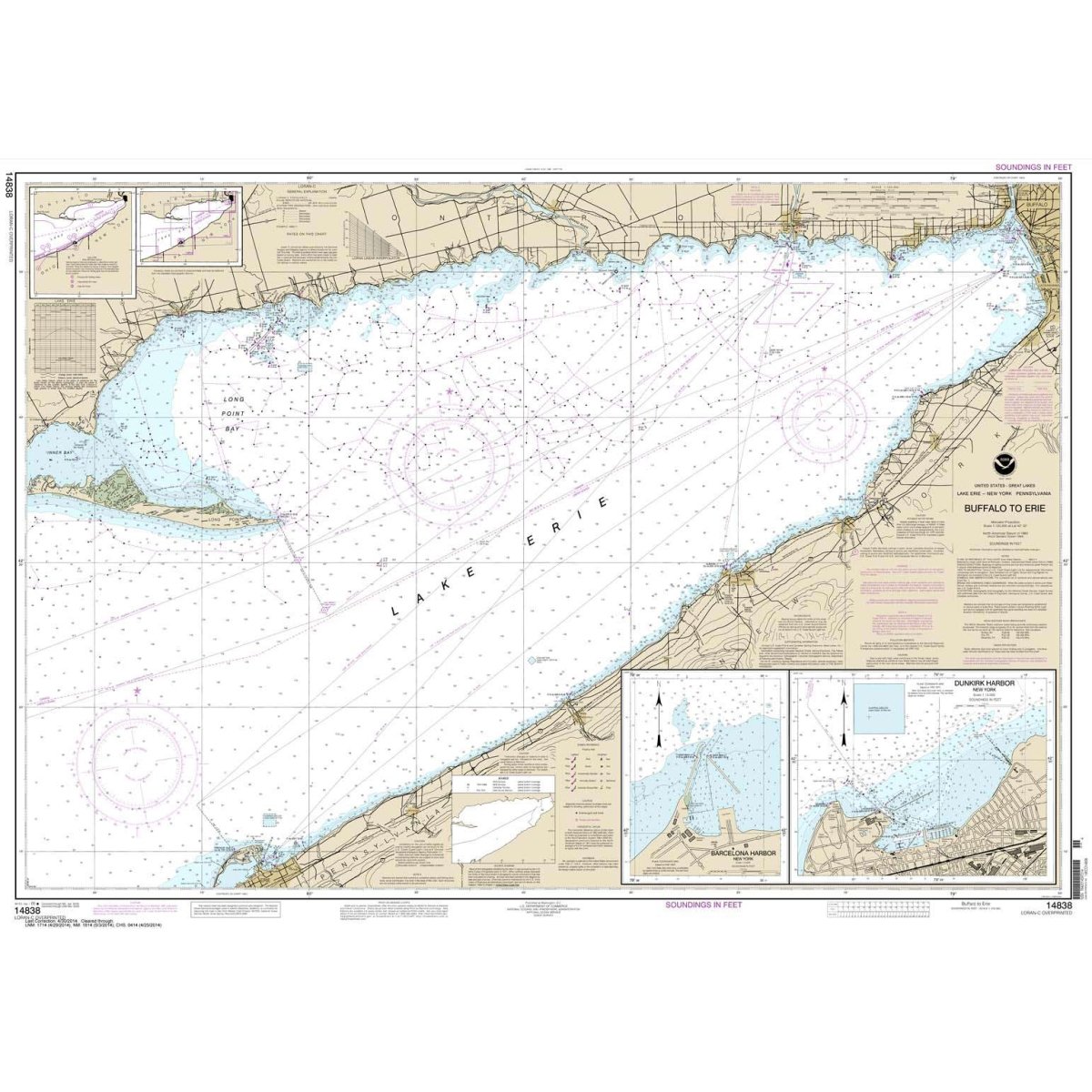 Historical NOAA Chart 14838: Buffalo to Erie; Dunkirk; Barcelone Harbor ...