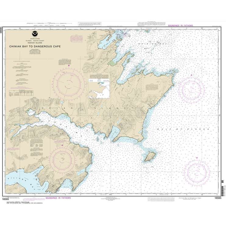 Historical NOAA Chart 16593: Chiniak Bay to Dangerous Cape – Life Raft ...