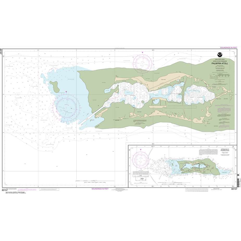 Historical NOAA Chart 83157: Palmyra Atoll; Approaches to Palmyra Atoll ...