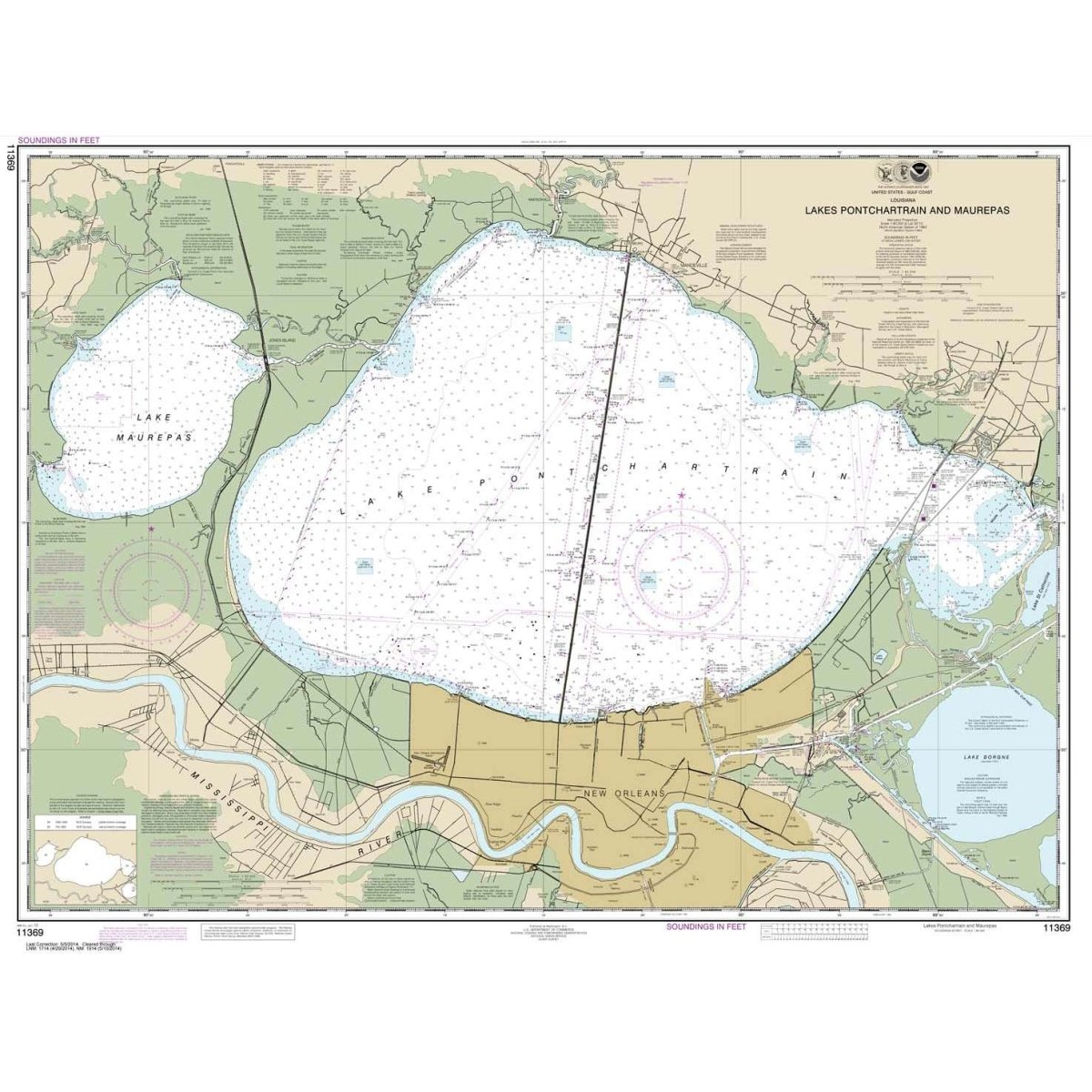 NOAA Chart 11369: Lakes Pontchartrain and Maurepas – Life Raft ...