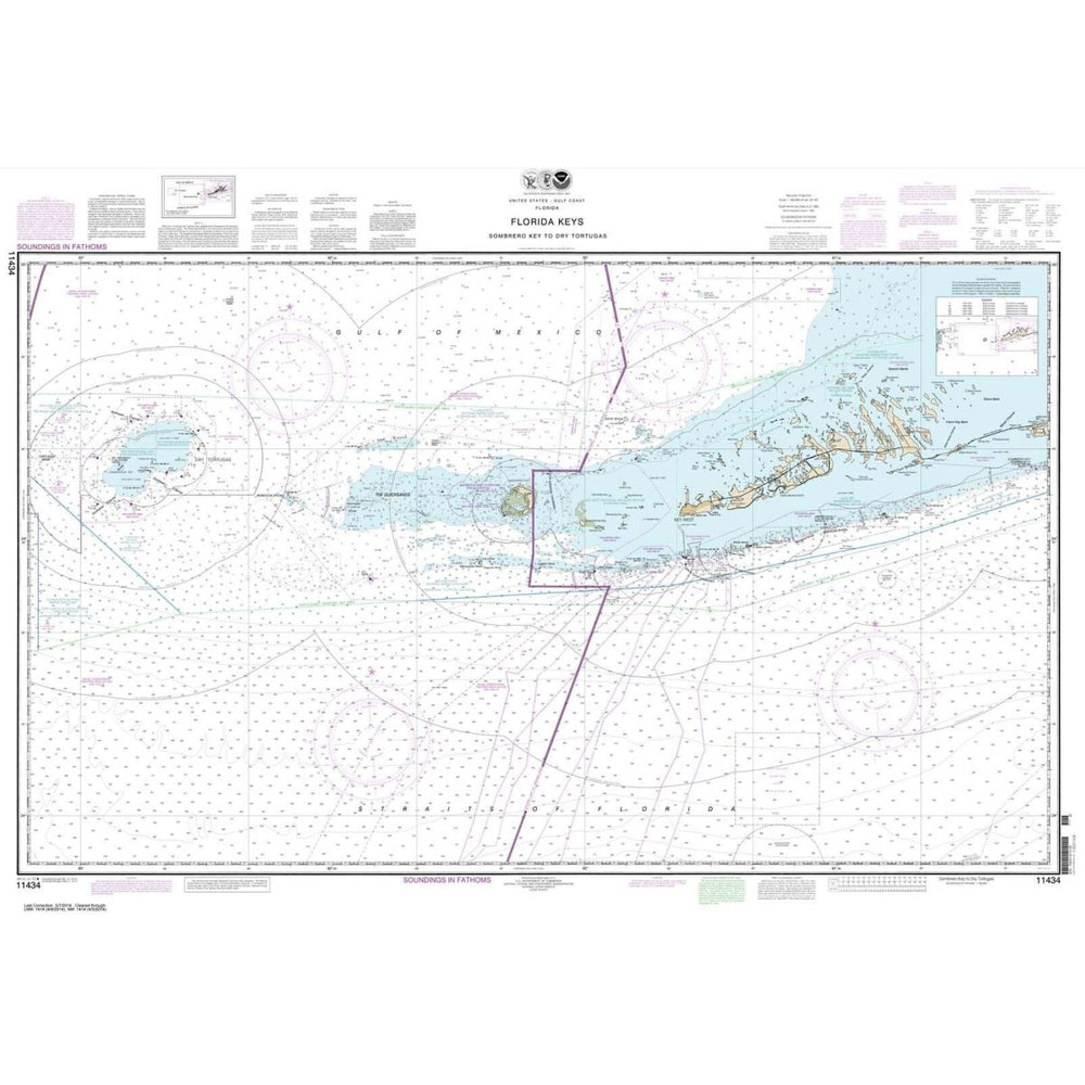 NOAA Chart 11434: Florida Keys Sombrero Key to Dry Tortugas – Life Raft ...