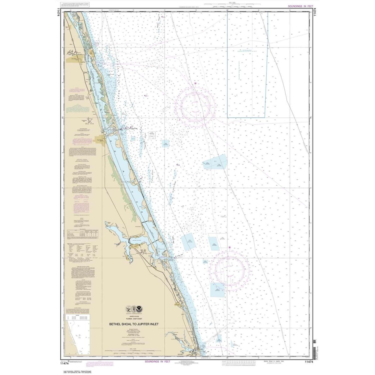 NOAA Chart 11474: Bethel Shoal to Jupiter Inlet – Life Raft Professionals