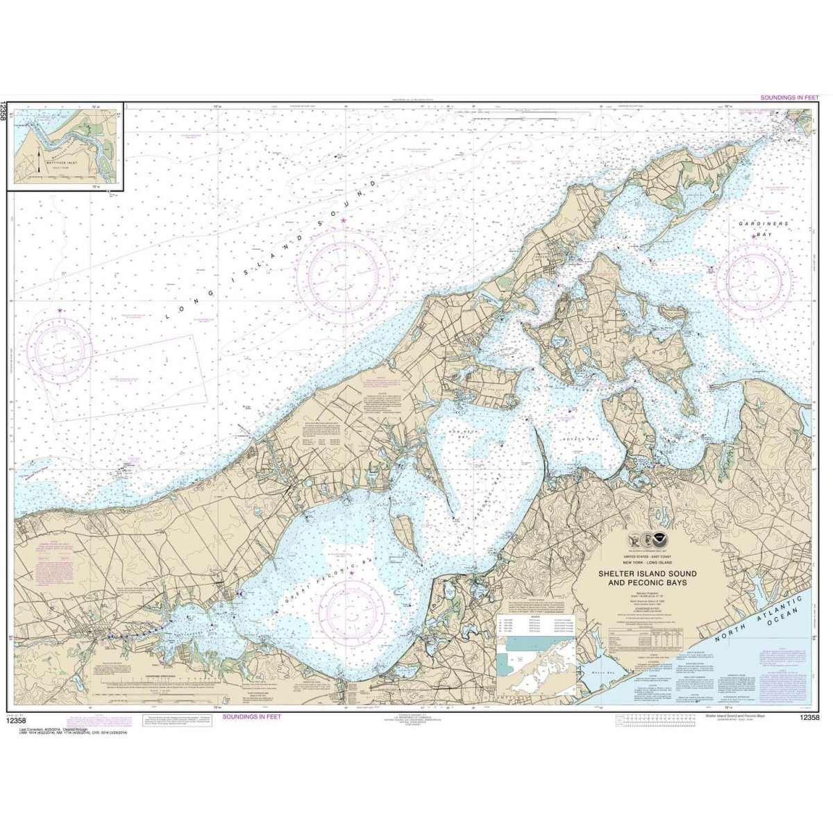NOAA Chart 12358: New York Long Island: Shelter Island Sound and ...