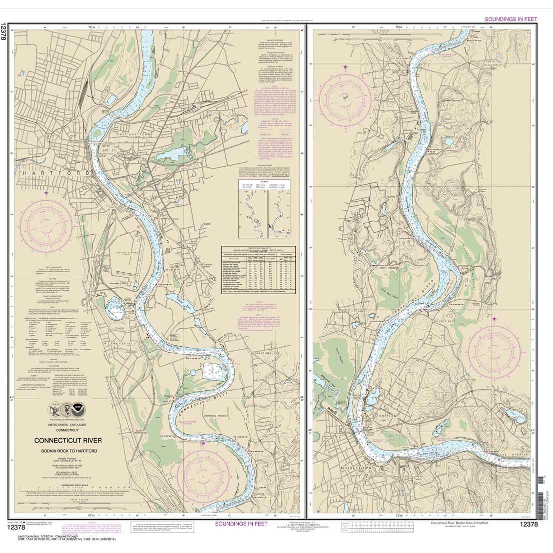 NOAA Chart 12378: Connecticut River Bodkin Rock to Hartford – Life Raft ...