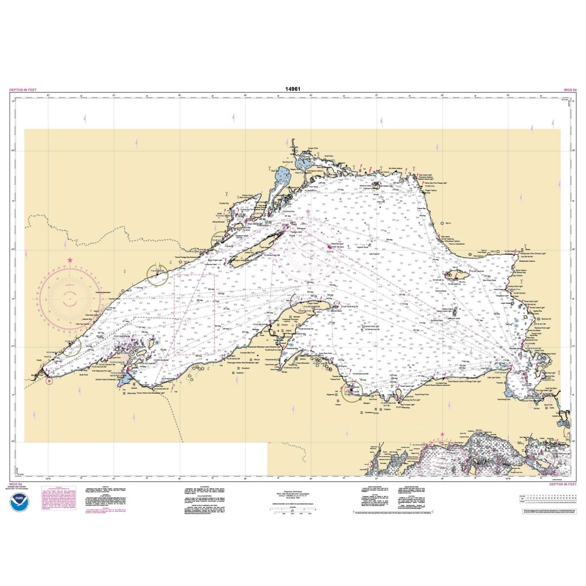 NOAA Chart 14961: Lake Superior (Mercator Projection) – Life Raft ...