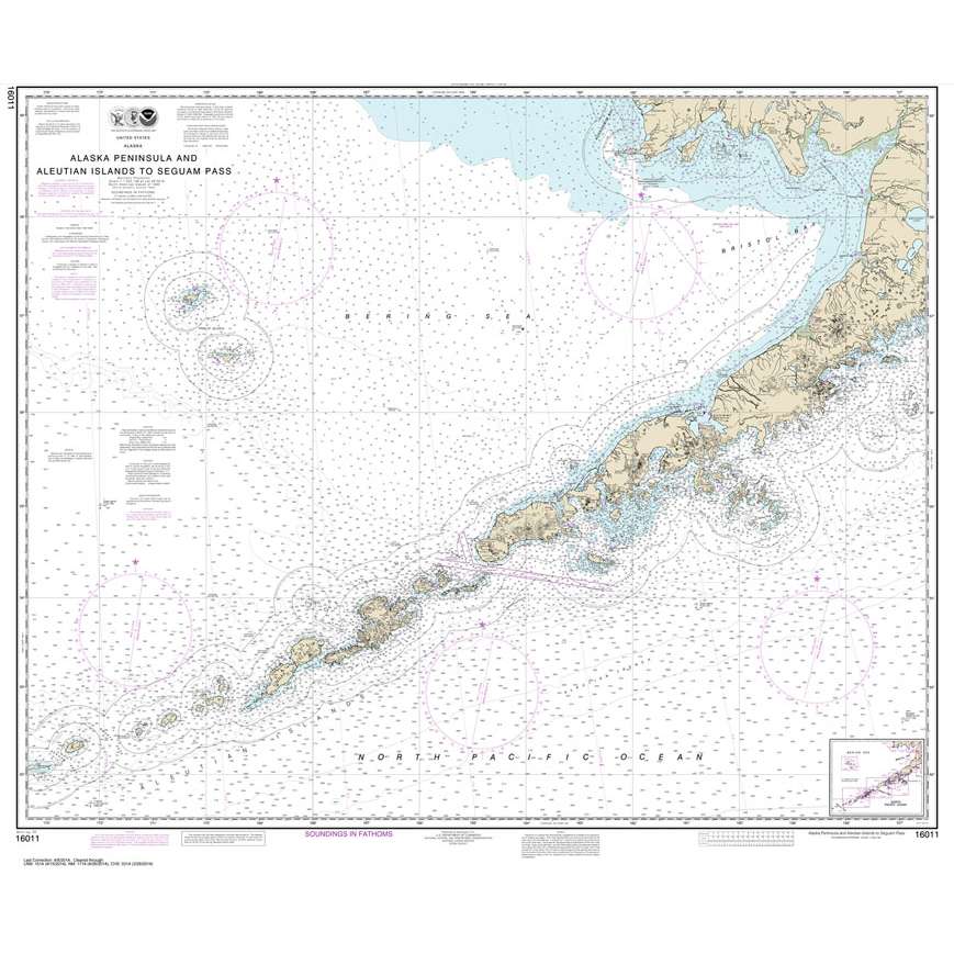 NOAA Chart 16011: Alaska Peninsula and Aleutian Islands to Seguam Pass ...