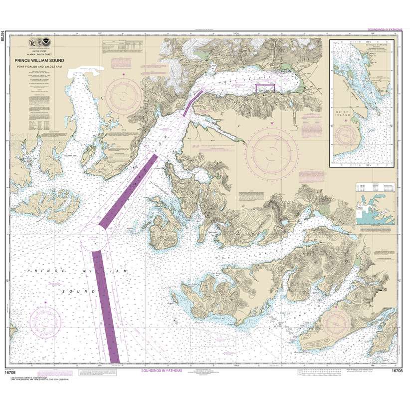 NOAA Chart 16708: Prince William Sound-Port Fidalgo and Valdez Arm ...