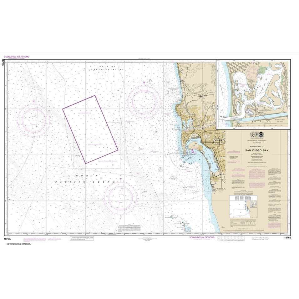 NOAA Chart 18765: Approaches to San Diego Bay; Mission Bay – Life Raft ...